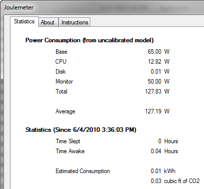 Joulemeter – Software to measure power consumption of a PC
